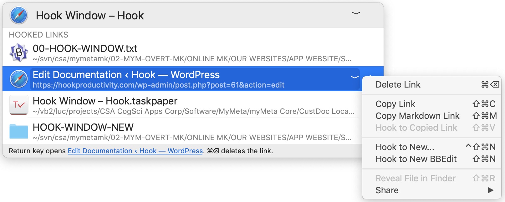 Hooked Links – Hook